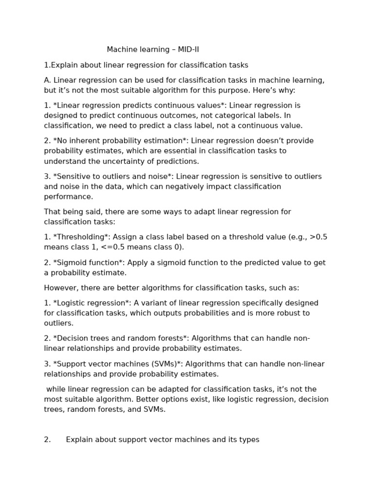 Machine Learning Mid 2 Set 1 | PDF | Statistical Classification | Machine Learning