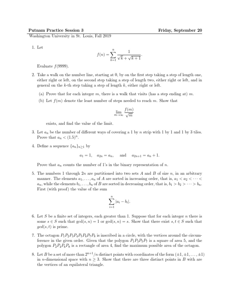 Putnam-3 | PDF | Area | Geometric Shapes