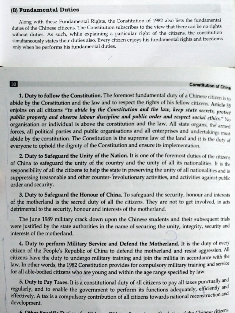 (b) Fundamental Duties of Citizens of China | PDF | Citizenship ...