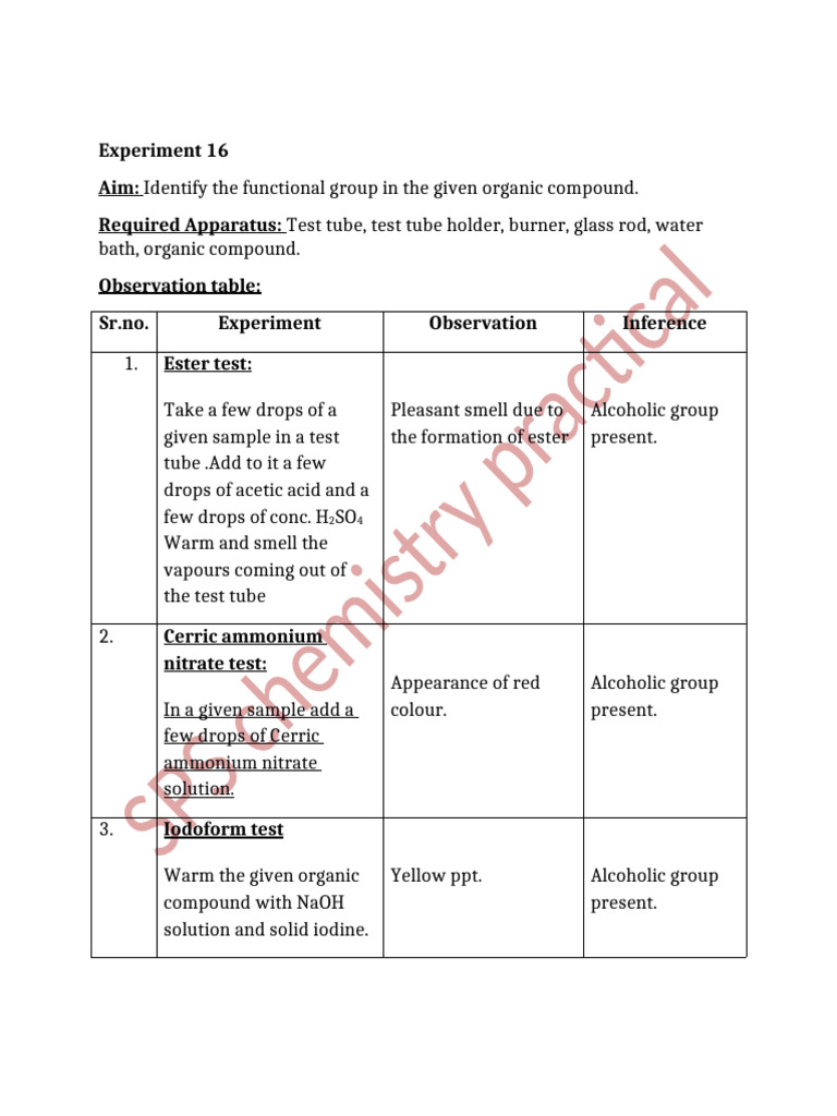 Chemistry Exp. 16 To Exp 22 Functional Gp. | PDF | Chemical Compounds ...