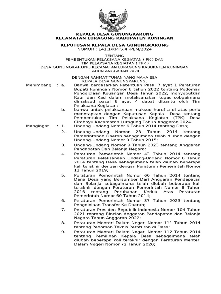 SK No 4 TPK 2024 | PDF