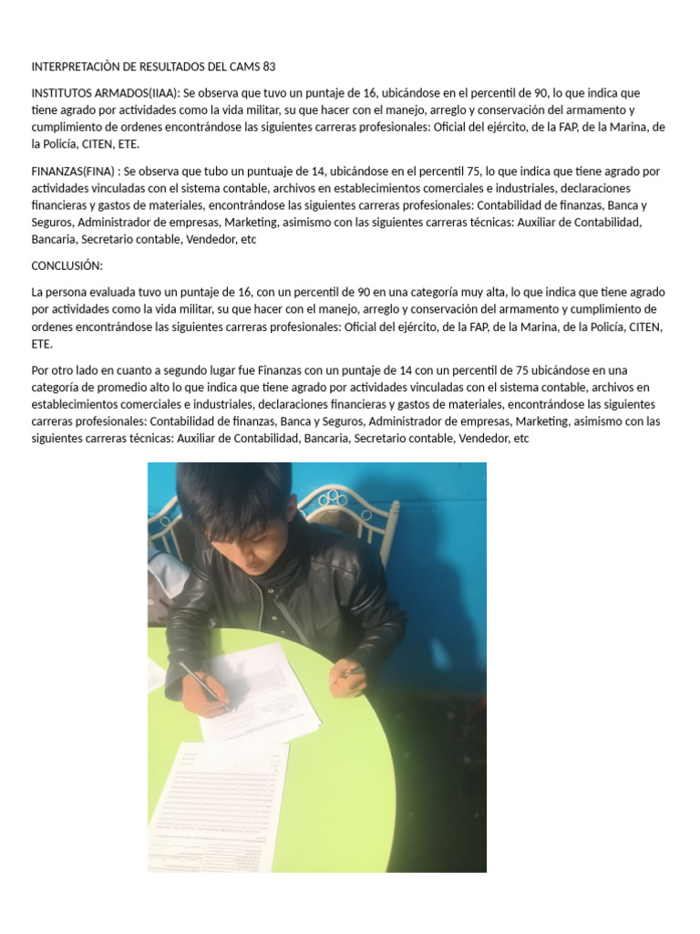 Interpretación y Resultados - CASM-83 - CRISTIAN | PDF