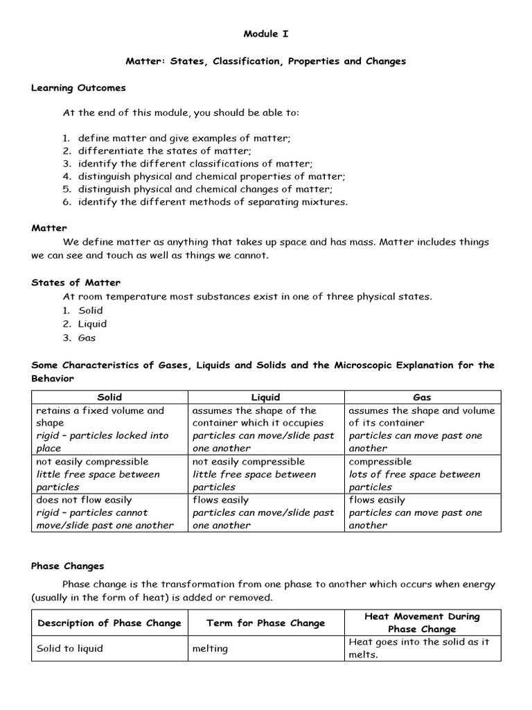 Module-1-Matter | PDF | Mixture | Chemical Substances