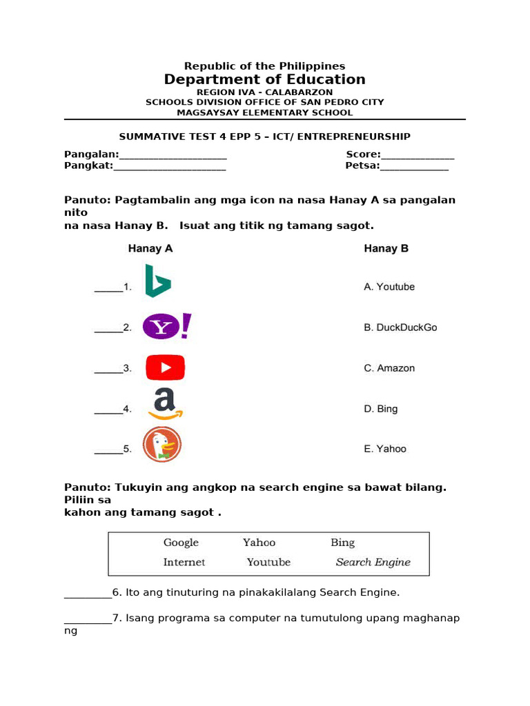 Summative Test 4 Epp 5 | PDF