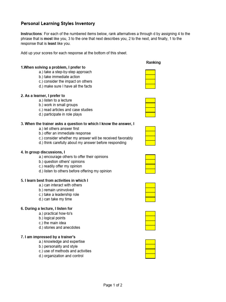 questionnaire_merged | PDF | Learning | Learning Styles