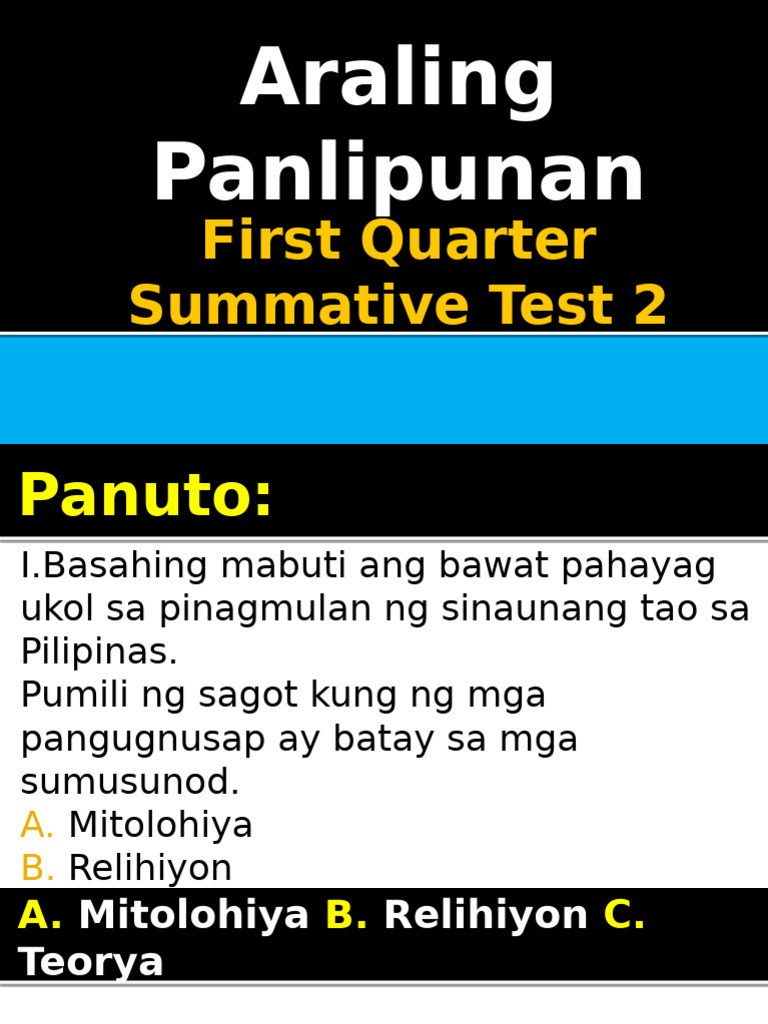 Summative Test Week 3-4 First Quarter | PDF