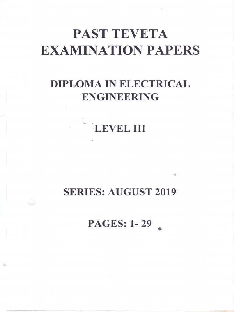 Diploma in Electrical Engineering Level III August 2019 | PDF