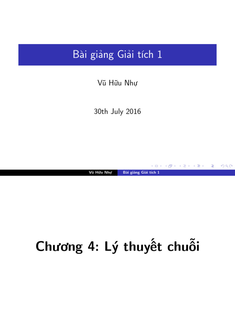 Giai Tich 1 Vu Huu Nhu Gt1 Chuong4 Ly Thuyet Chuoi [Cuuduongthancong.com] | PDF