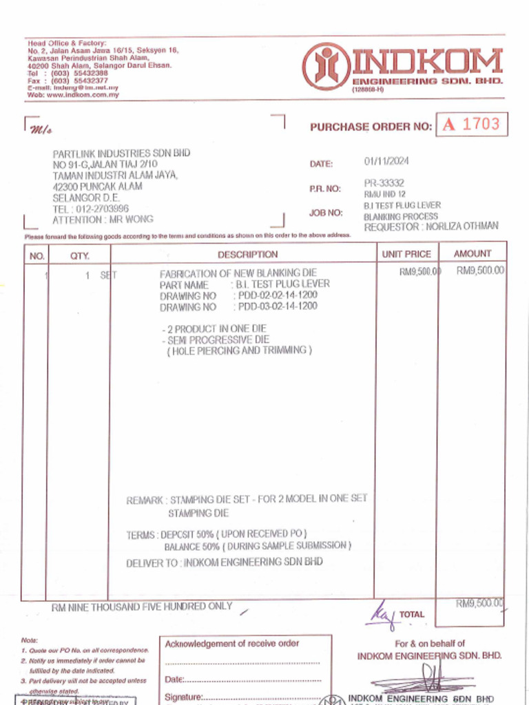13-11-24 Partlink Industries - A1703 | PDF