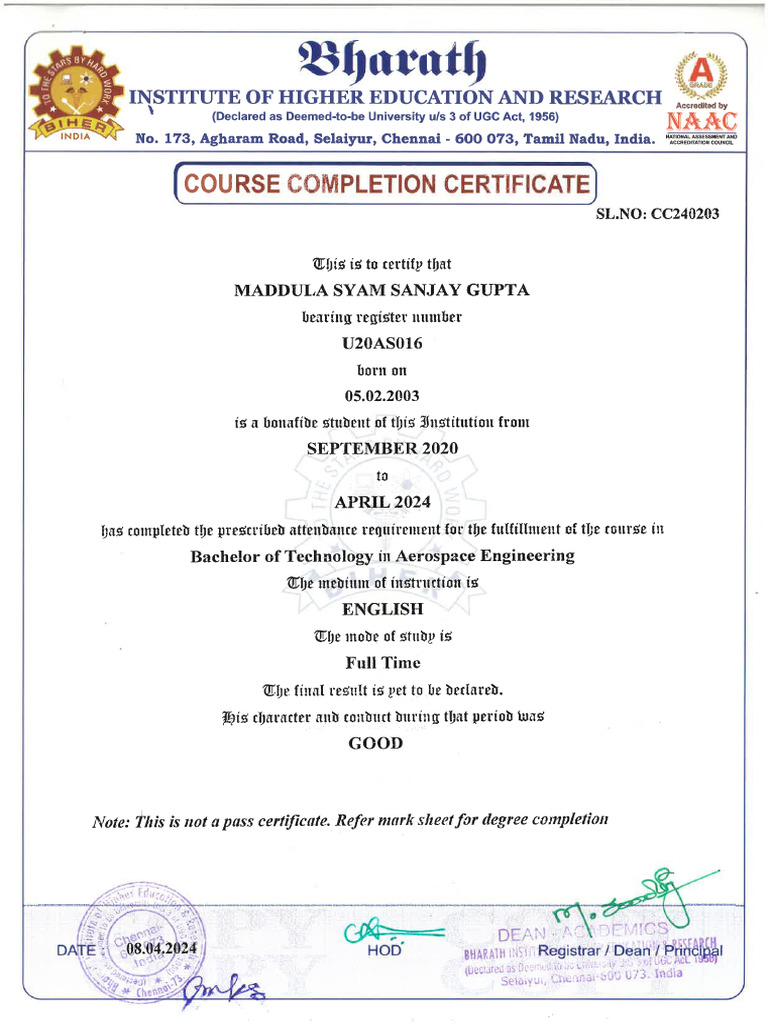 Cource Completed Certificate | PDF