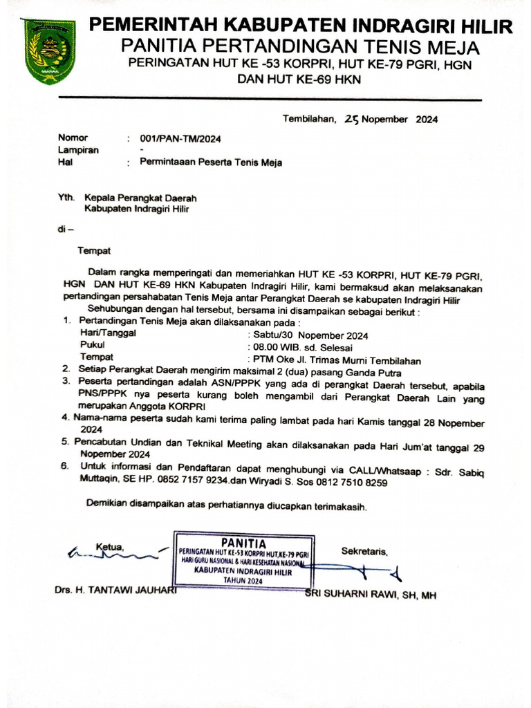 uNDANGAN tENIS mEJA | PDF