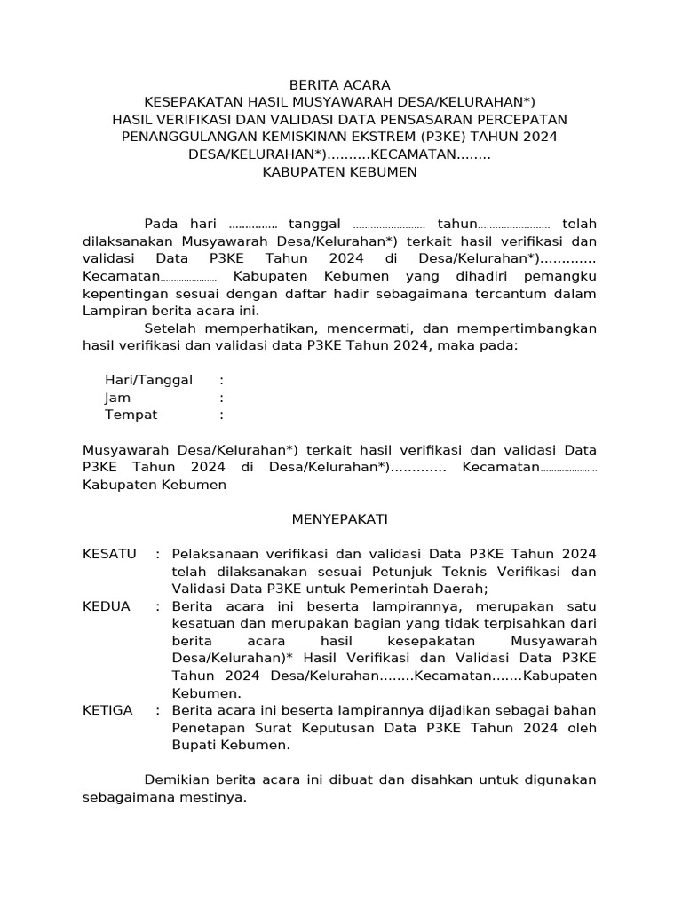 Template Berita Acara Verval 2024 | PDF