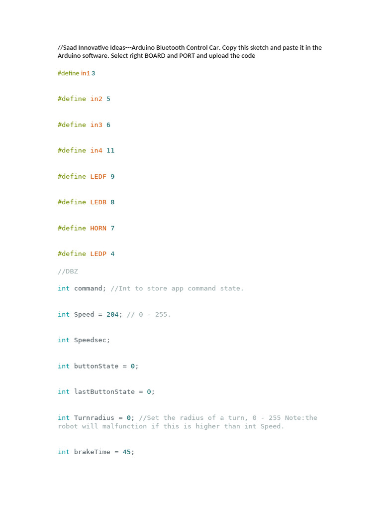 Arduino Bluetooth Car Sketch Pdf Arduino Computer Engineering