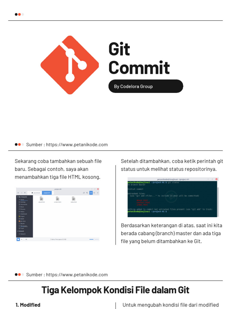 Tutorial Git #03 Simpan Perubahan Revisi dengan Git Commit | PDF