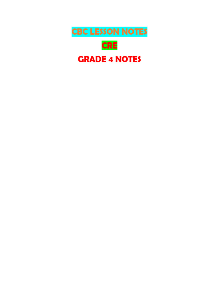 CRE GRADE 4 NOTES | PDF | Abraham | Book Of Genesis