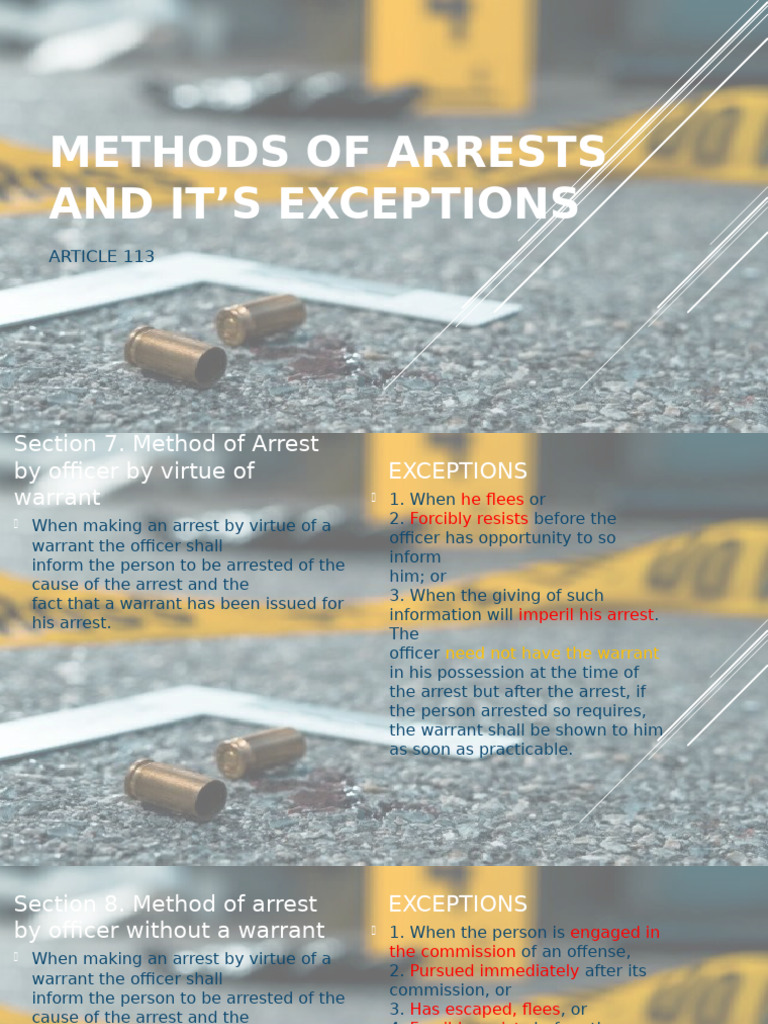 METHODS of ARRESTS and It’s Exceptions | PDF | Affidavit | Government