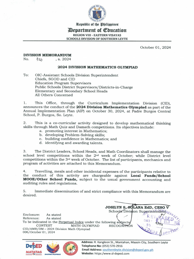 Math Olympiad Memo | PDF