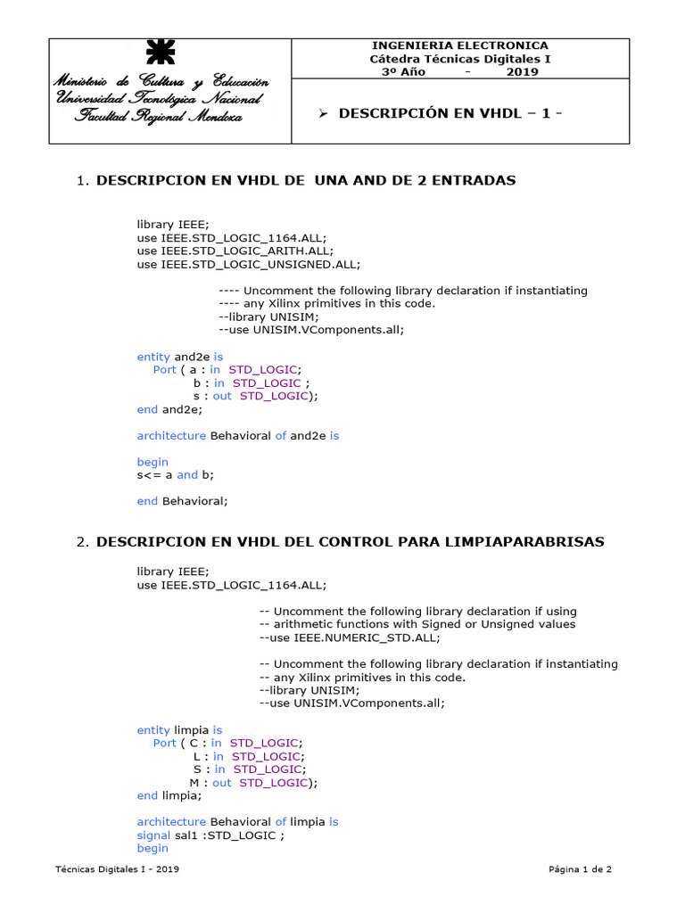DescripcionVHDL1 | PDF | Vhdl | Electronic Design Automation