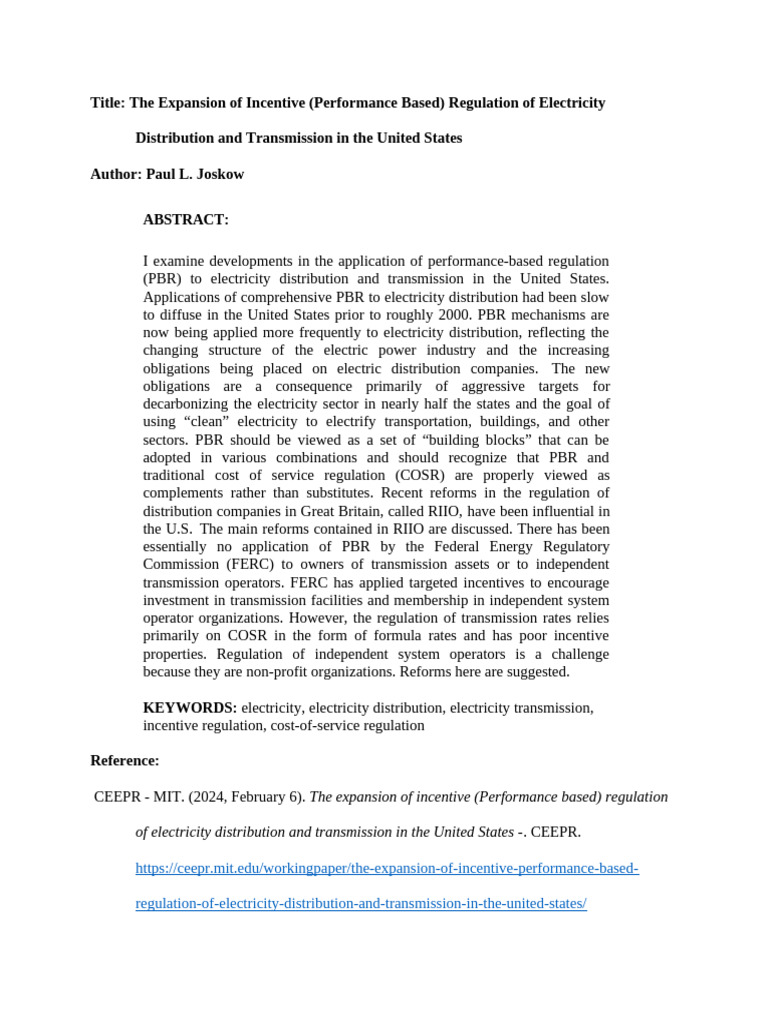 Econ 155 - Matugas - Journal Title and Abstract | PDF | Electric Power ...