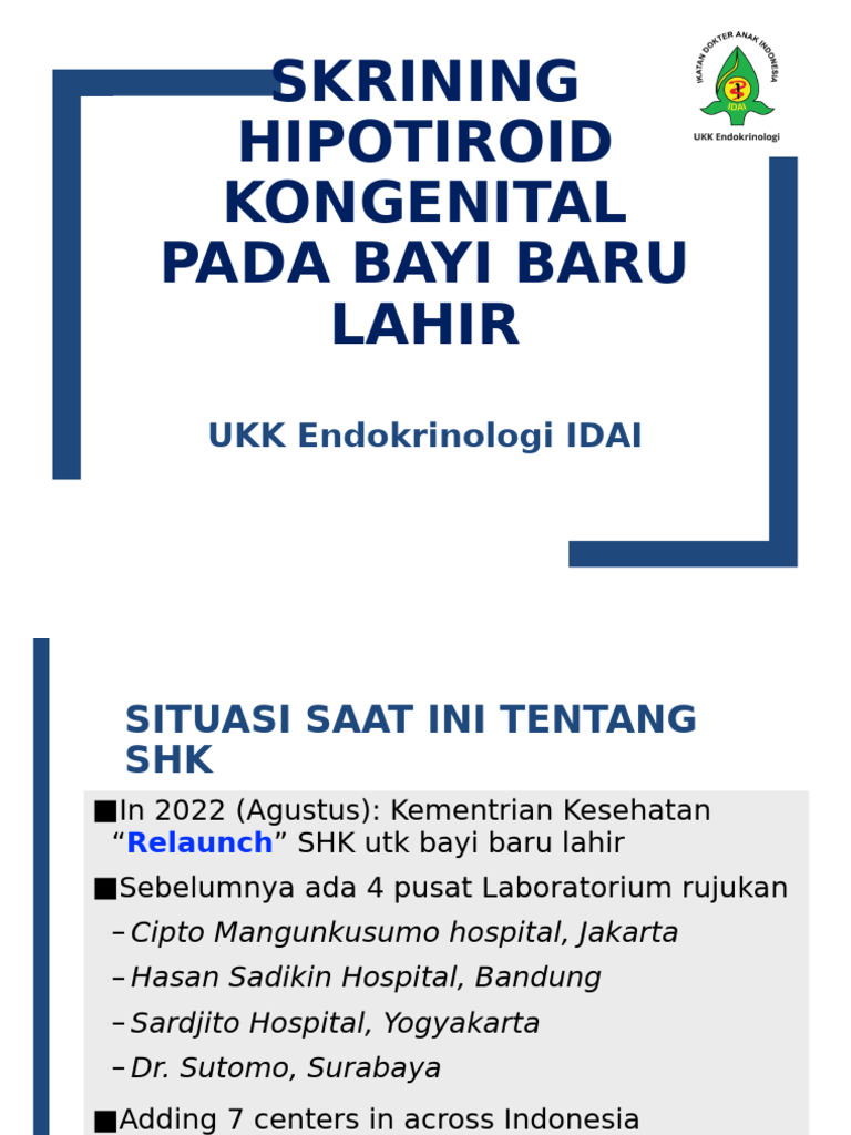 Konsep Skrining Hipotiroid Kongenital, Dinkes SULTENG | PDF