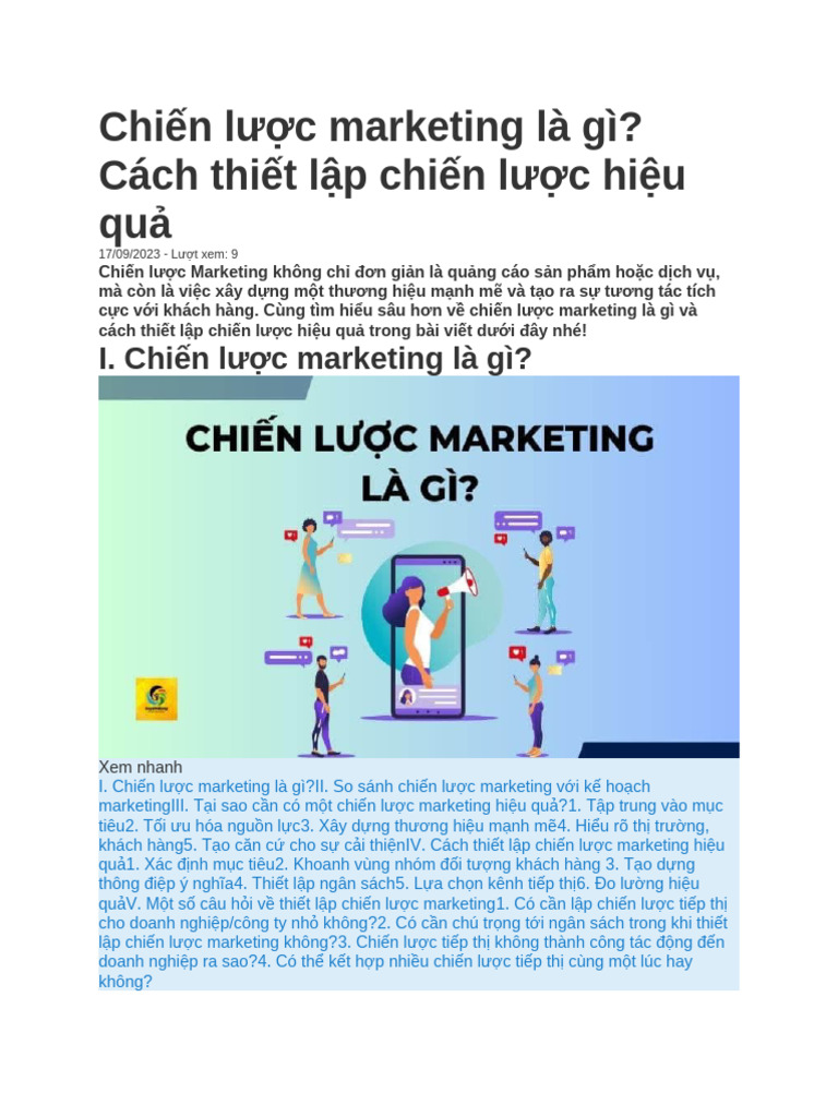 Chiến Lược Marketing Là Gì - MWG Website | PDF