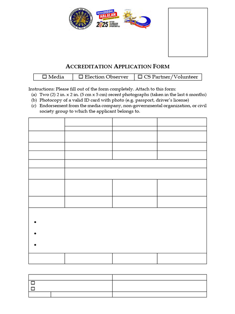 Accreditation Application for 2025 Elections | PDF | Identity Document ...