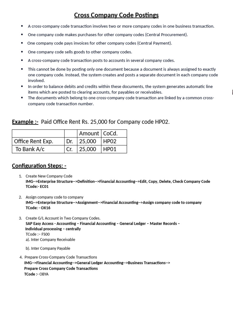 Cross Company Code Postings | PDF | Accounts Payable | Business Economics