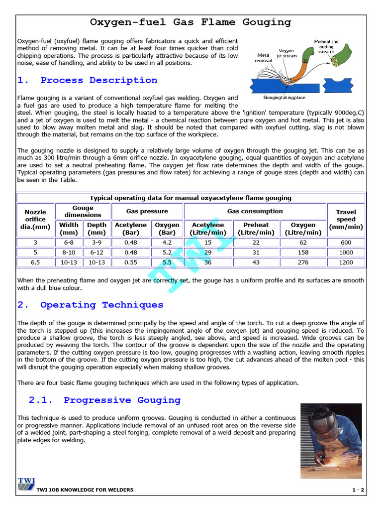 Oxygen Fuel Gas Flame Gouging | PDF | Industrial Processes | Secondary ...