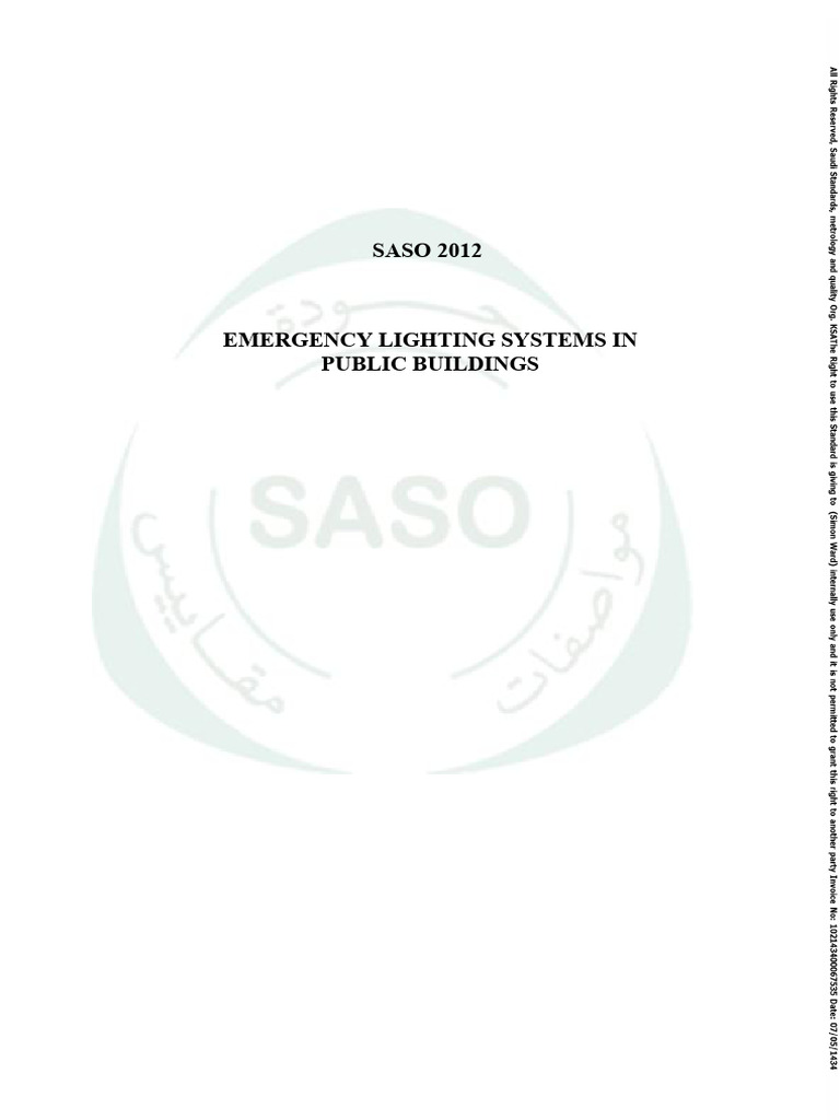 SASO-2012 - Emergency Lighting | PDF | Lighting | Safety