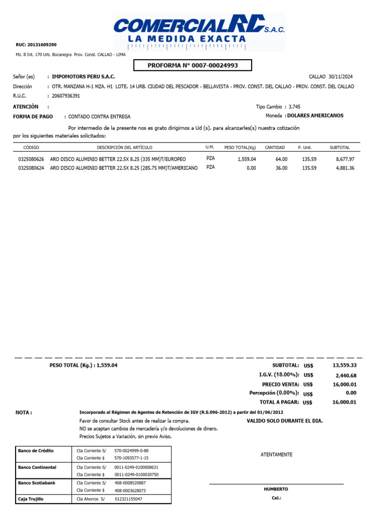 Proforma 24993 | PDF | Bancos | Servicios financieros
