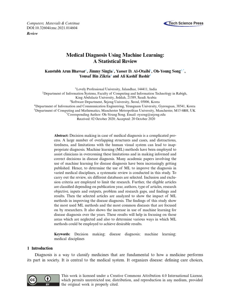 TSP_CMC_14604 | PDF | Machine Learning | Medical Diagnosis