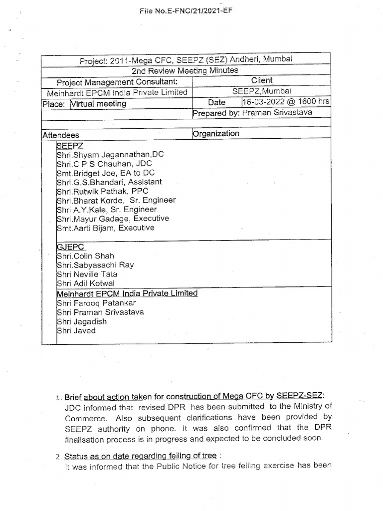 2nd Review Meeting of Mega CFC | PDF