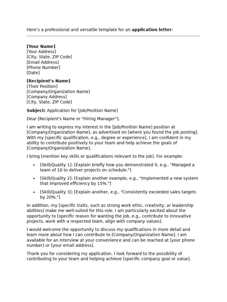 Application Letter | PDF