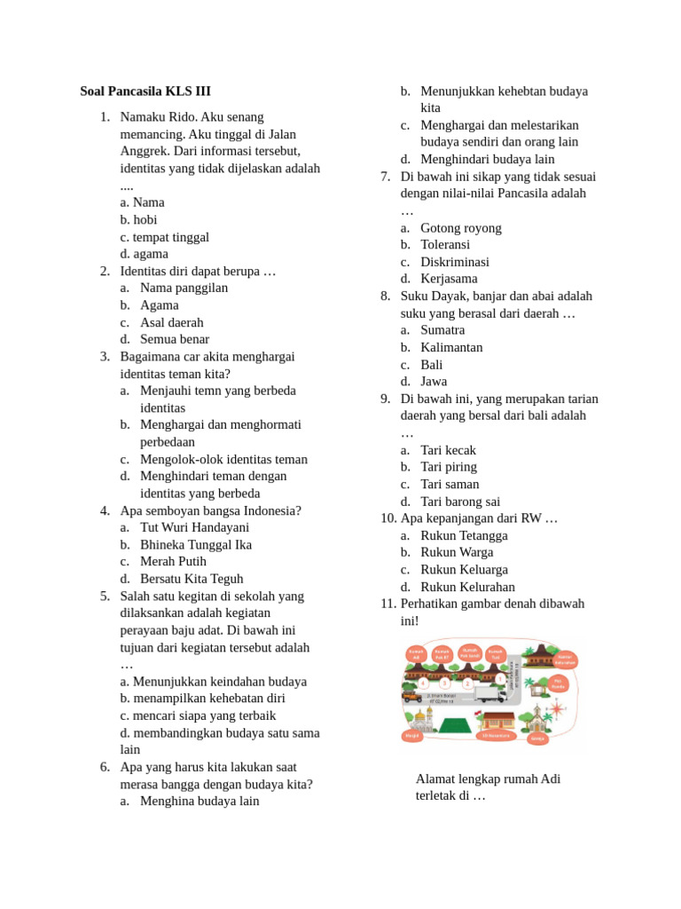Soal Pancasila KLS III | PDF