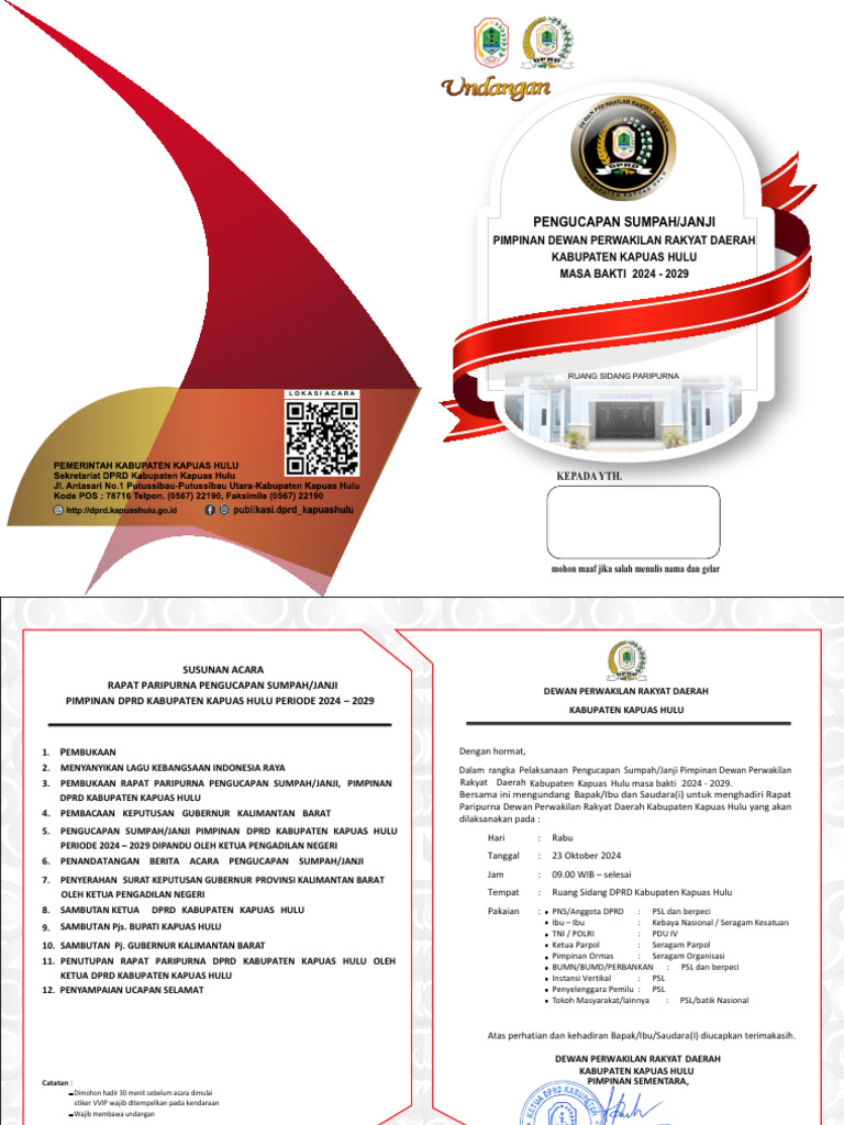 Undangan Paripurna SumpahJanji Pimpinan DPRD | PDF