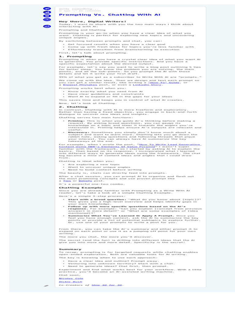 Prompting vs. Chatting With AI | PDF | Artificial Intelligence ...