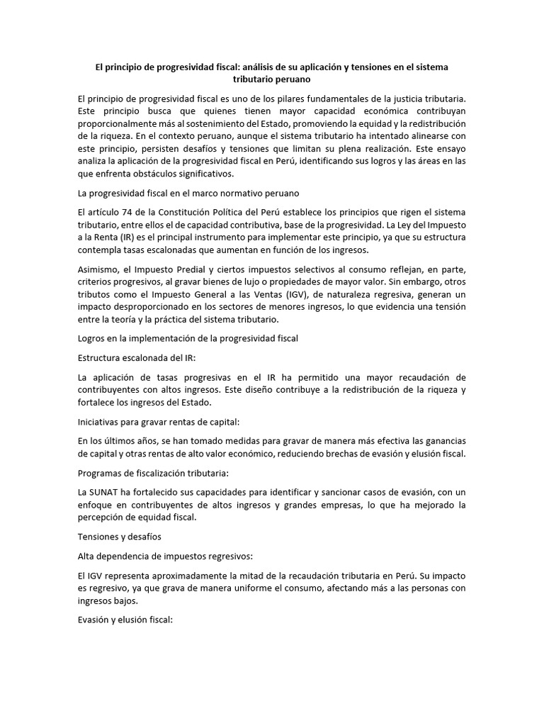 El principio de progresividad fiscal | PDF | Impuestos | Evasión de ...