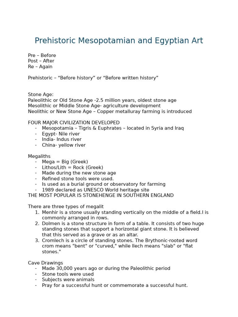Prehistoric Mesopotamian and Egyptian Art | PDF | Ancient Egypt ...