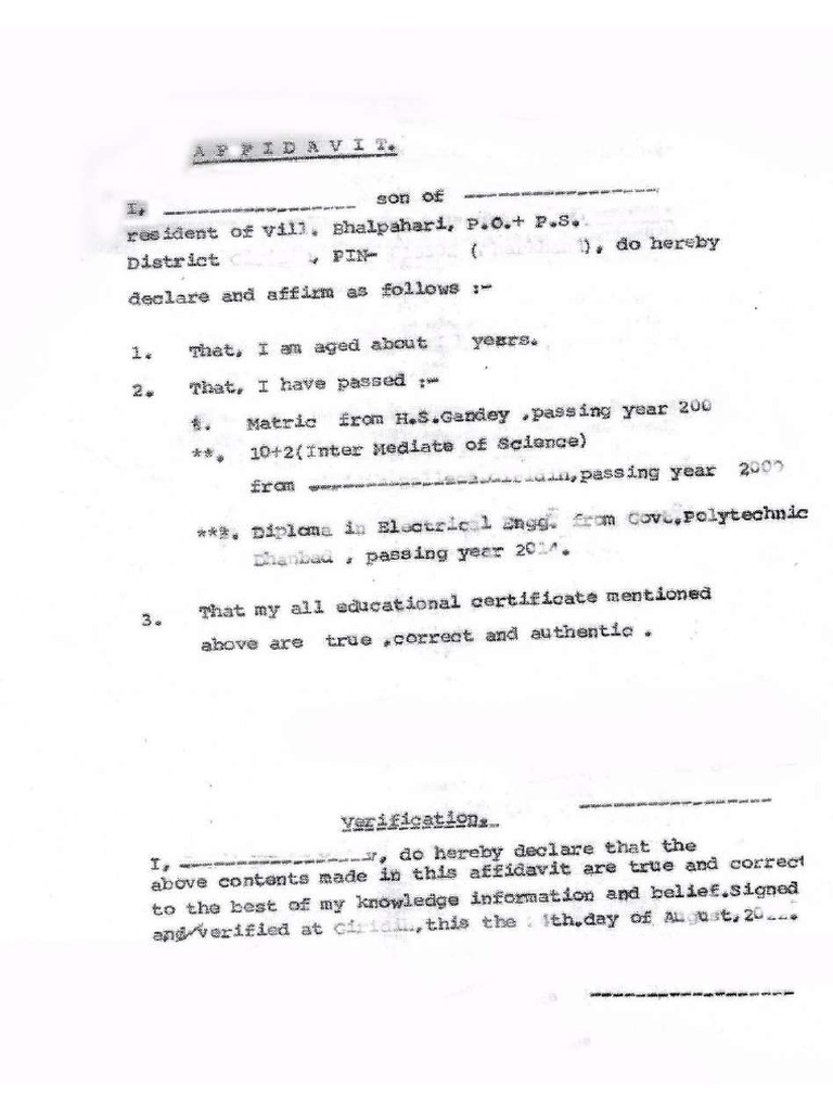 Affidavit Format | PDF