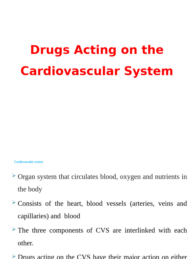 Drugs acting on the cardiovascular system | PDF | Heart | Heart Failure