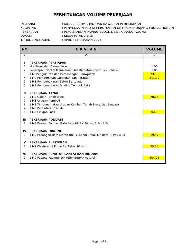 11. HPS Paving Block Polindes Desa Panta Dewa paving tebal 6cm fix | PDF