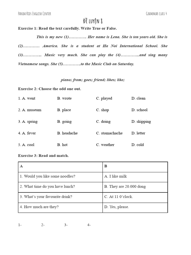 English Exercises for Kids | PDF