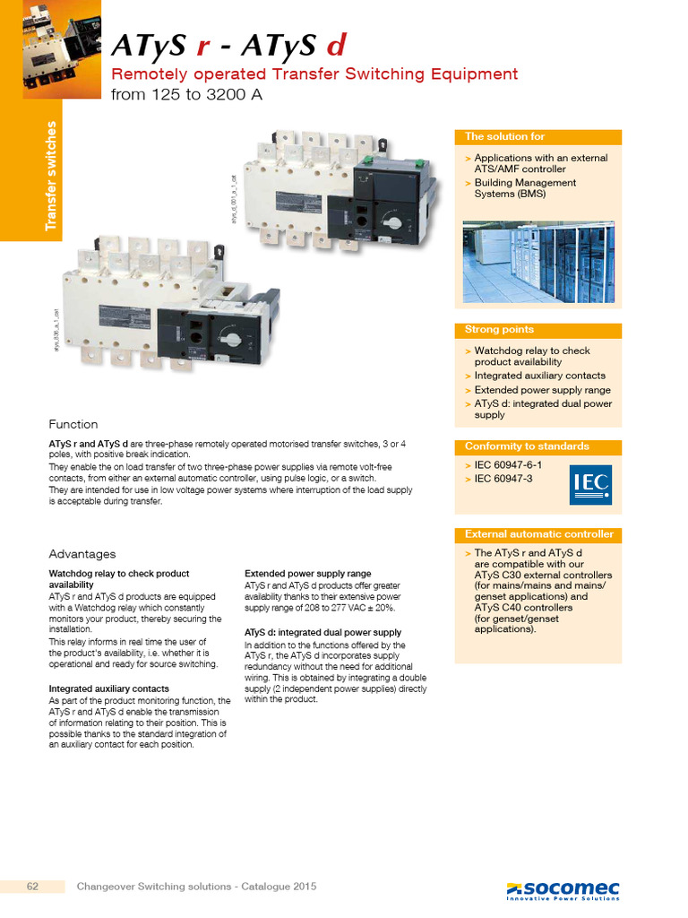 Socomec ATyS R | PDF | Relay | Power Supply
