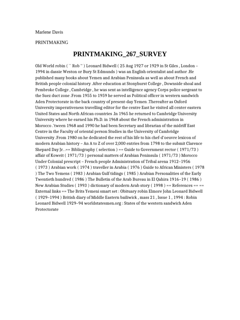 Robin Leonard Bidwell: Life & Works | PDF