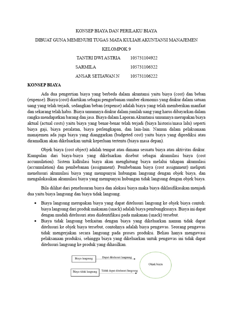 Konsep Biaya Dan Perilaku Biaya KLP 9 - For Merge | PDF