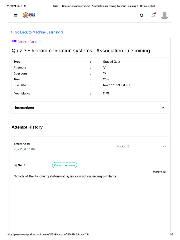 Quiz-3 Recommendation Systems | PDF