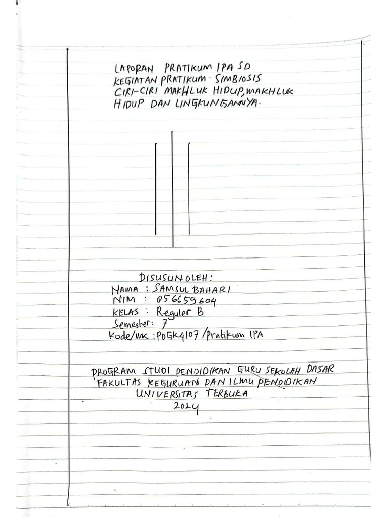 Tugas 1 Laporan Pratikum IPA SD - SAMSUL BAHARI - 7B - PDGK4107 | PDF