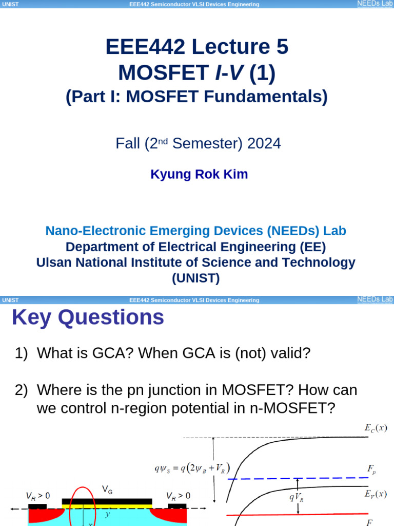 EE442 Lec5 2024 | PDF | Mosfet | P–N Junction