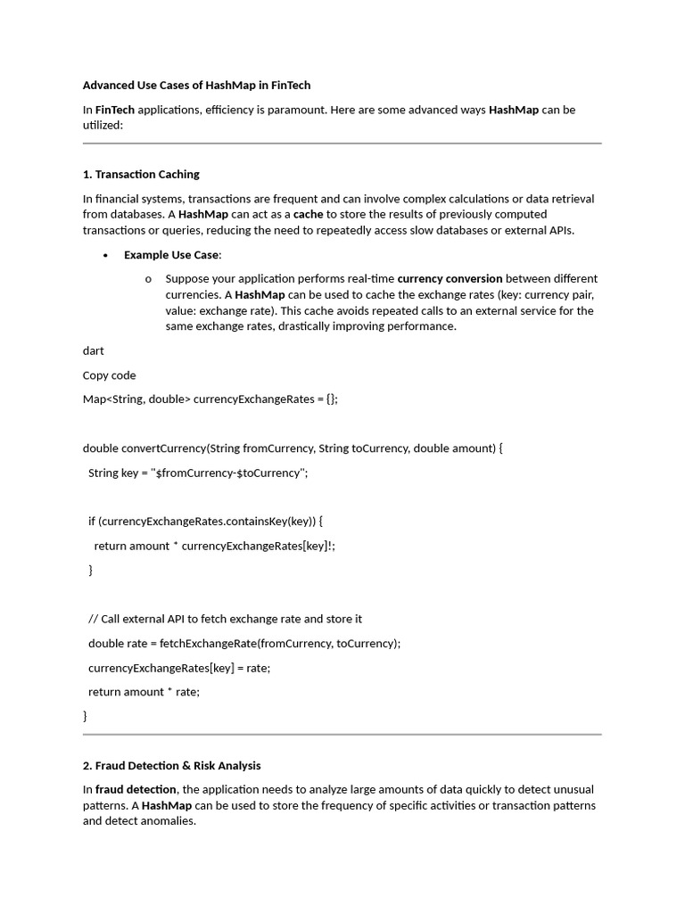 Advanced Use Cases of HashMap in FinTech | PDF | Cache (Computing) | Databases