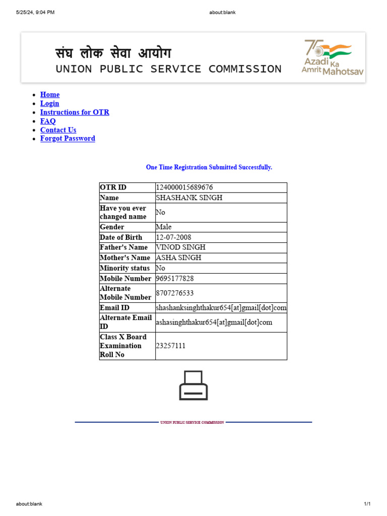 Union Public Service Commission: Home Login Instructions For OTR FAQ ...